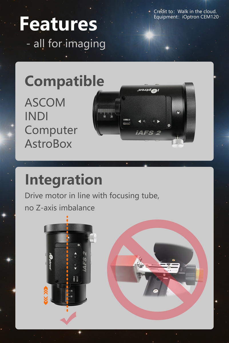 iOptron iAFS2 2" Auto Focuser with 2" visual back | First Light Optics